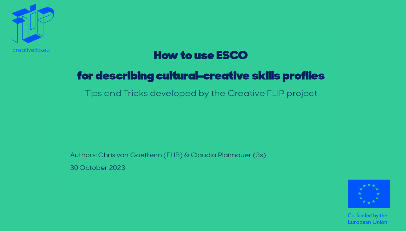 How to use ESCO for describing cultural-creative skills profiles